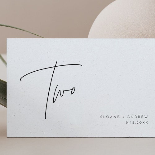 Horizontal Table Number Card Template Modern Minimal Clean - Etsy