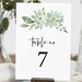 Succulent Table Number Card Template, Printable Greenery Wedding Table ...