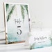 Tropical Table Number Card Template, Beach Destination Wedding Table ...