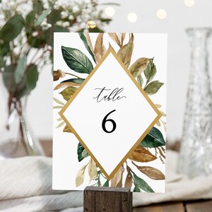 Table Number Card, Printable Wedding Table Number, Fall Foliage ...