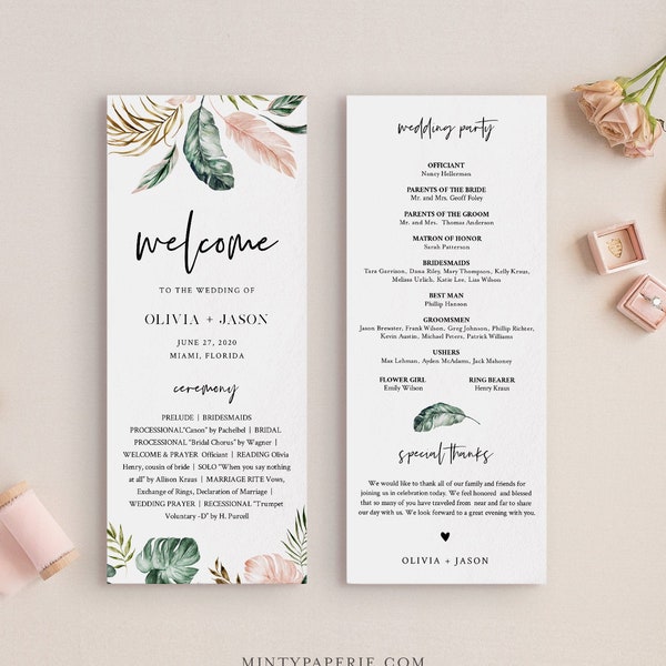 Greenery Wedding Program - Etsy