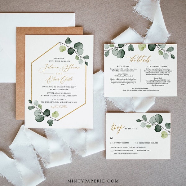Greenery and Gold - Etsy