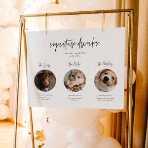 Pet Signature Drink Sign, Dog Signature Cocktail, Minimalist Wedding ...