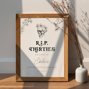40th Birthday Party Welcome Sign, RIP Thirties, Skeleton, Gothic ...
