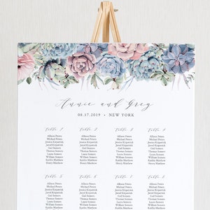Succulent Seating Chart Template, Printable Wedding Seating Sign ...