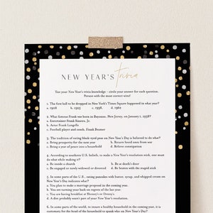 New Years Trivia Game Printable New Years Eve Party 2021 NYE - Etsy