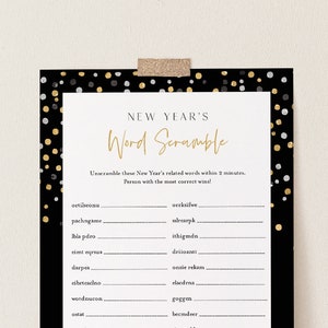 New Years Word Scramble Game Printable New Years Eve Party | Etsy