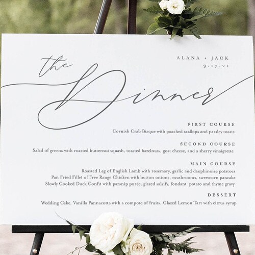 Wedding Menu Sign Template INSTANT DOWNLOAD 100% Editable - Etsy
