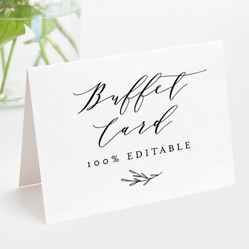 Minimalist Buffet Card Template Food Label Modern Wedding - Etsy