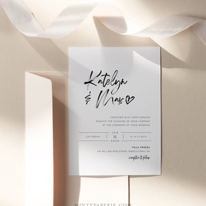 Modern Script Wedding Invitation Set, Minimalist, Classy, 100% Editable ...