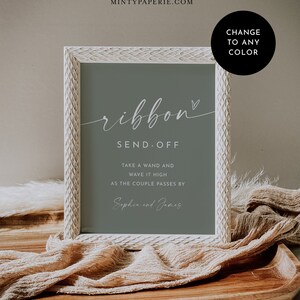 Ribbon Send off Sign, Printable Minimalist Wedding Streamer, Wave a ...