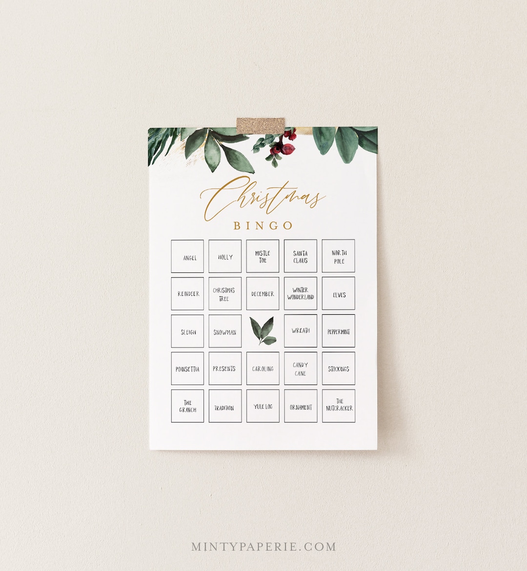 Christmas Bingo Game Printable Holiday Party Game Family Fun - Etsy