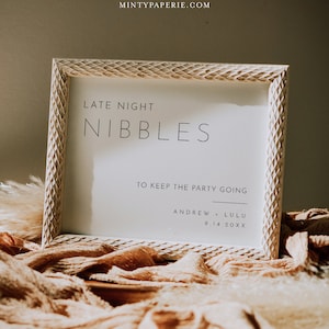 Late Night Nibbles Sign, Snack Bar Sign, Minimalist Wedding Sign, Nosh ...