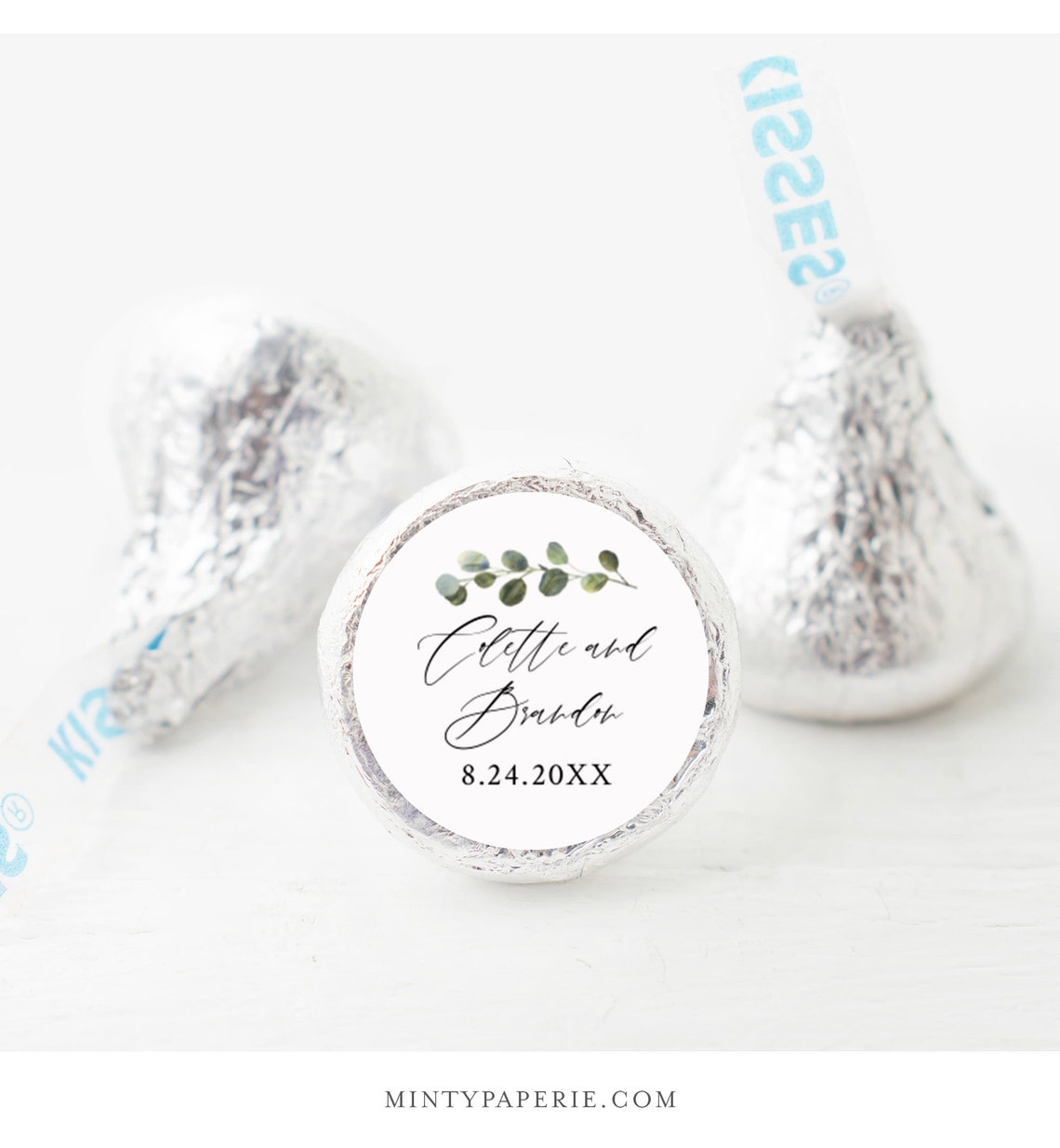 Hershey Kiss Sticker Template, Printable Hershey Kiss Labels, Greenery ...