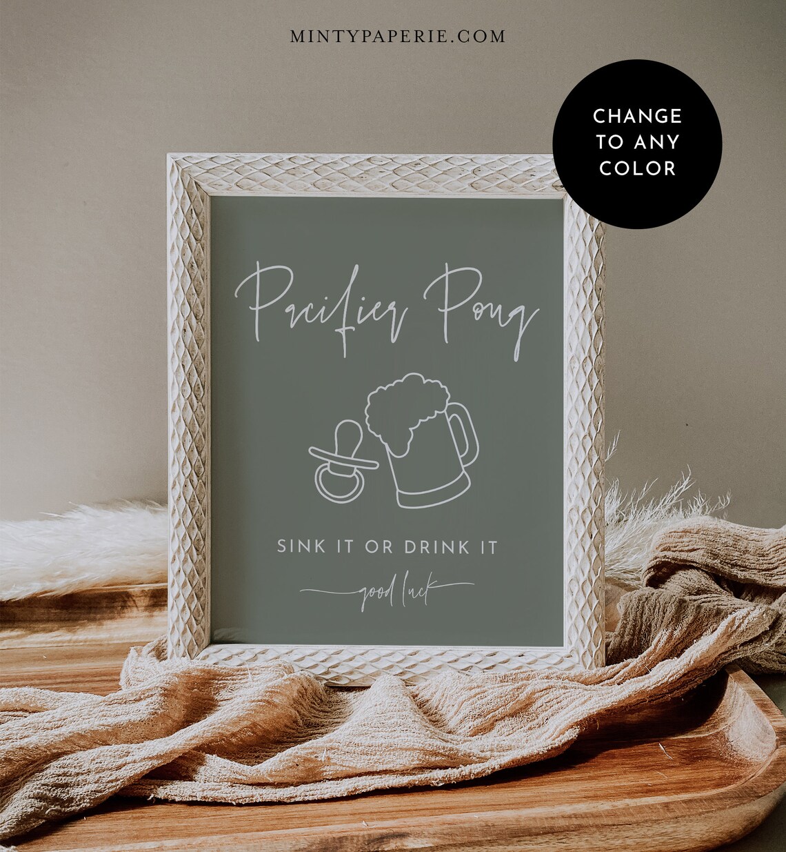 Pacifier Beer Pong Sign Baby Brewing Shower Game Baby Beer - Etsy