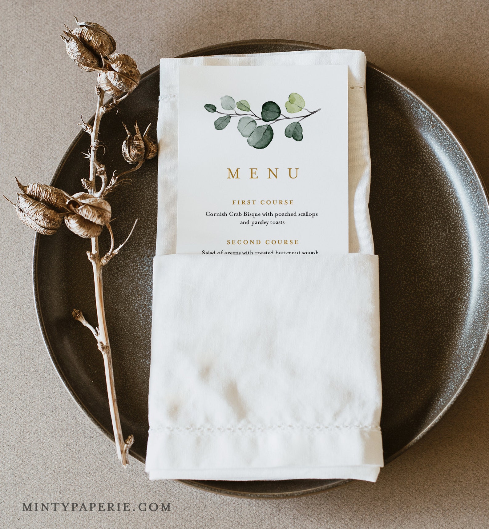 Greenery Menu Template Modern Elegant INSTANT DOWNLOAD - Etsy