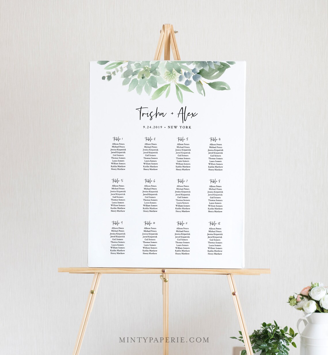 Succulent Wedding Seating Chart Template Printable Bridal - Etsy