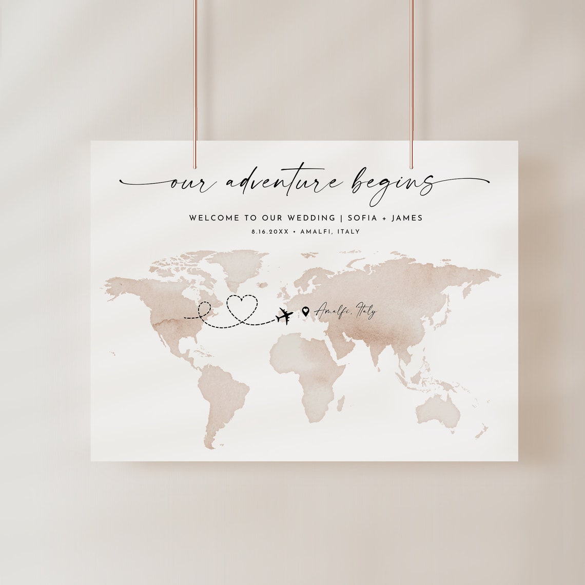 Travel Welcome Sign, World Map, Destination Wedding, Bridal Shower ...