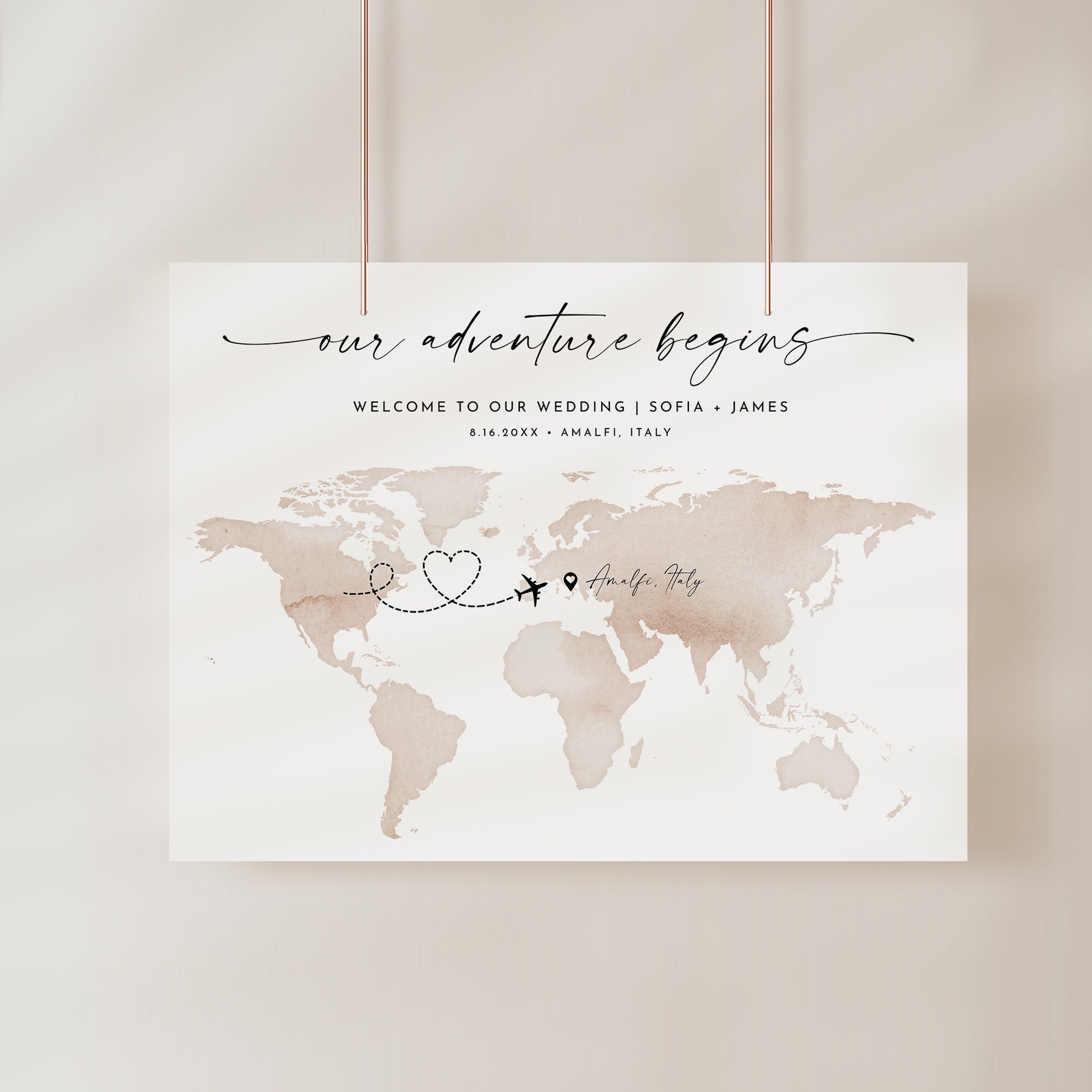 Travel Welcome Sign, World Map, Destination Wedding, Bridal Shower ...