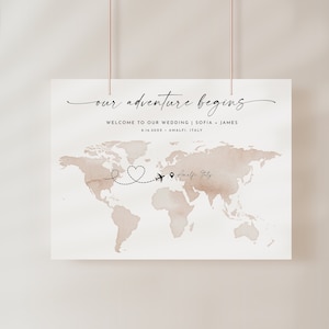 Travel Welcome Sign, World Map, Destination Wedding, Bridal Shower ...