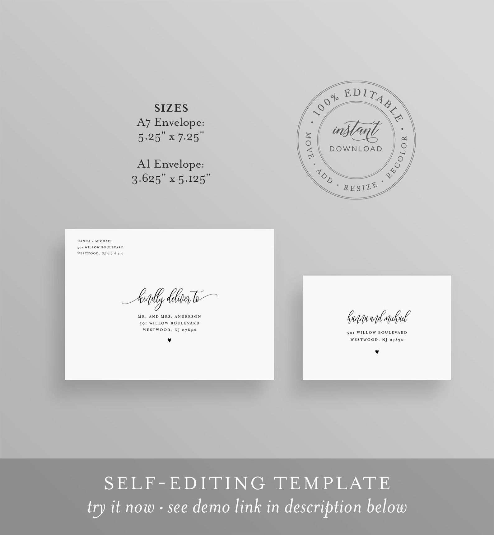 Wedding Address Template Modern Calligraphy Envelope - Etsy