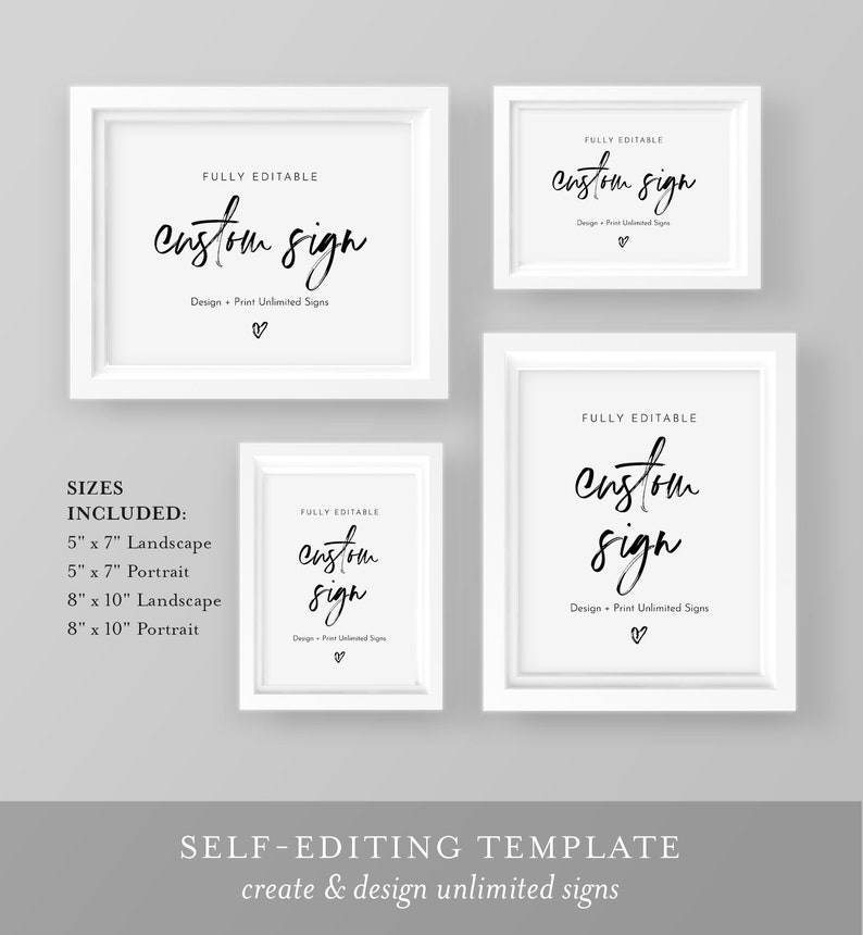 Handwritten Script Custom Sign Template, Minimalist Wedding or Bridal ...