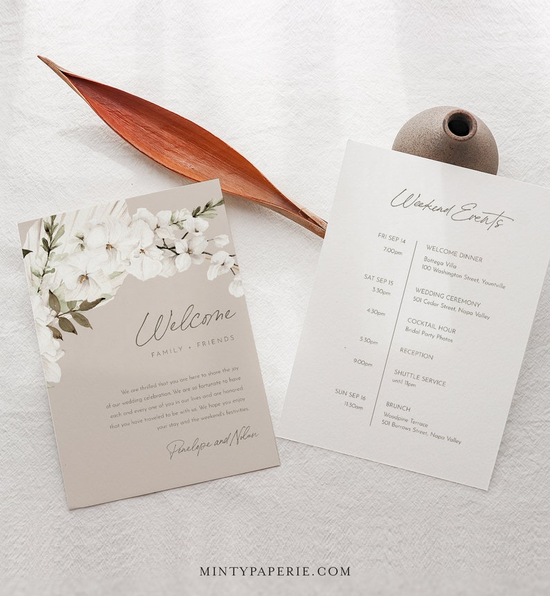 Boho Welcome Letter & Timeline Template Bohemian Wedding - Etsy