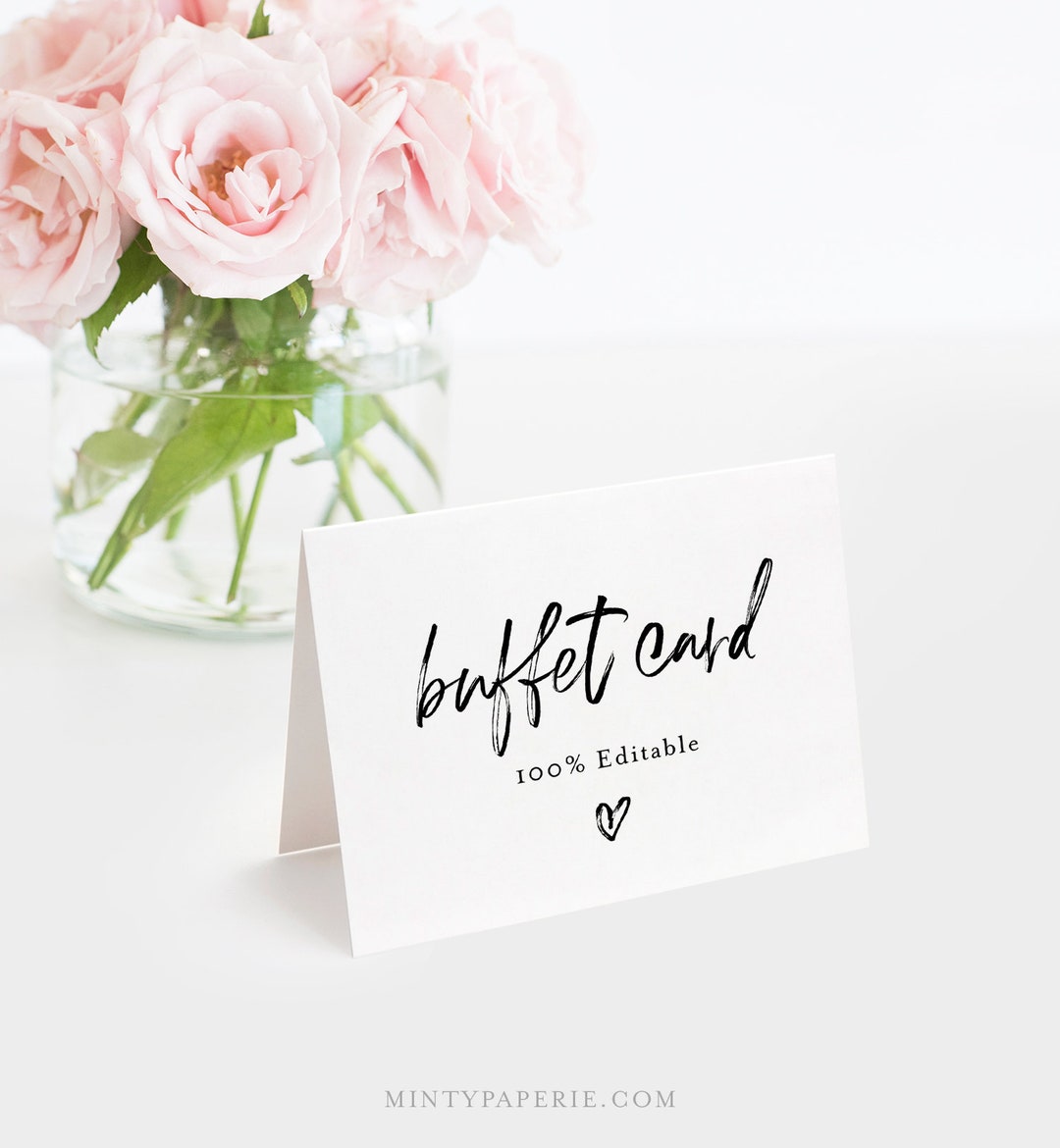 Minimalist Buffet Card Template, Food Label, Modern Wedding Buffet ...