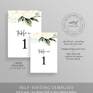 Boho Wedding Table Number Card, Peach Floral & Greenery Table Number ...