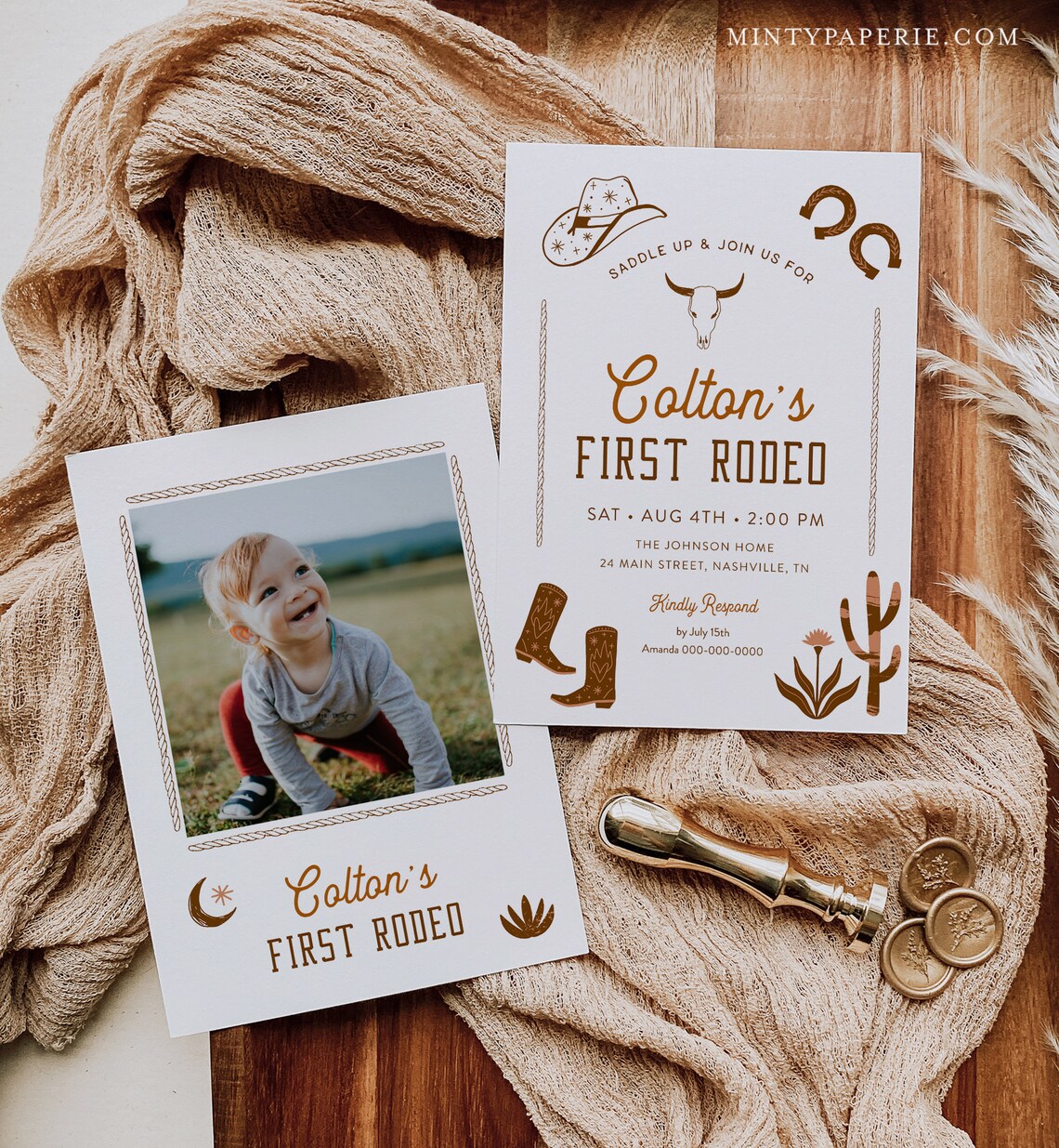 Western Birthday Invitation, Ranch 1st Birthday Invite, First Rodeo ...