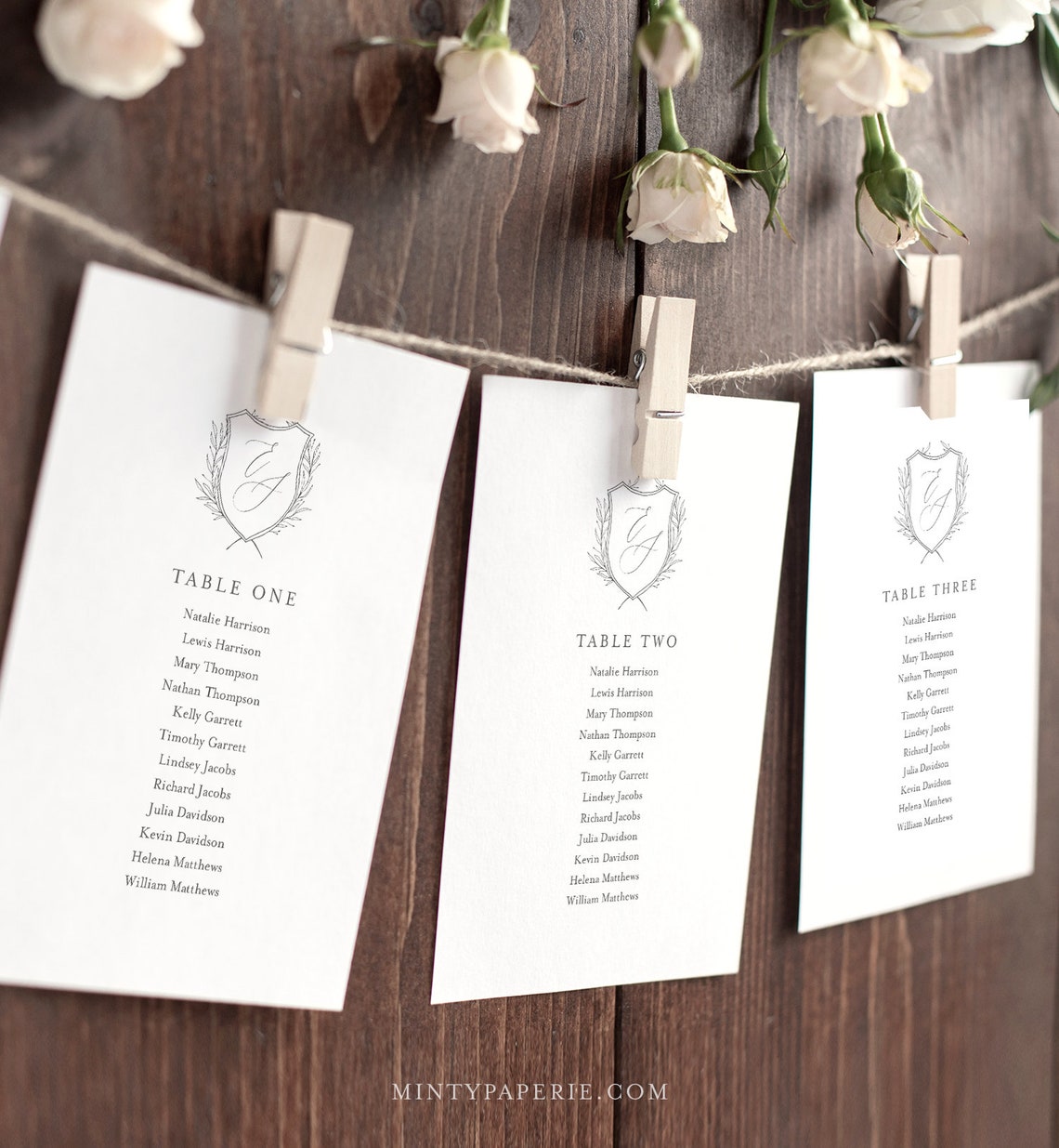 Monogram Seating Chart Template Minimalist Wedding Seating | Etsy