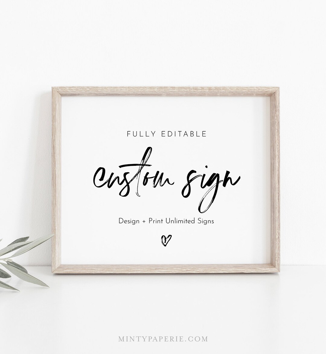 Handwritten Script Custom Sign Template, Minimalist Wedding or Bridal ...