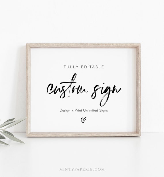 Handwritten Script Custom Sign Template Minimalist Wedding or | Etsy