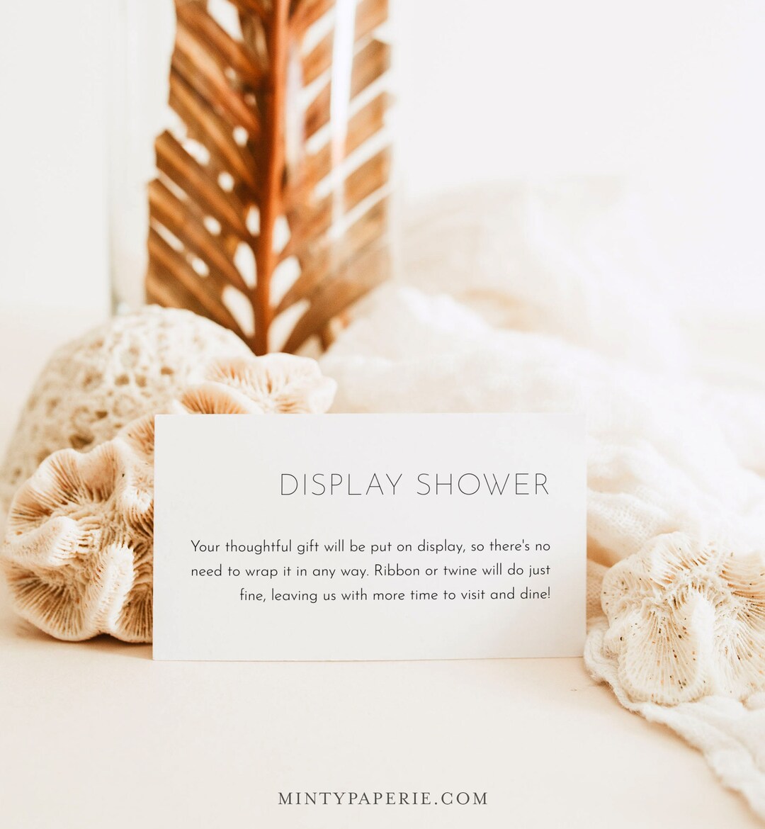 Display Shower Card, Baby Shower, Bridal Shower, Unwrapped Gift Insert ...