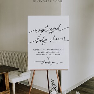 Unplugged Baby Shower Sign, Printable Welcome Sign, No Phone Camera ...