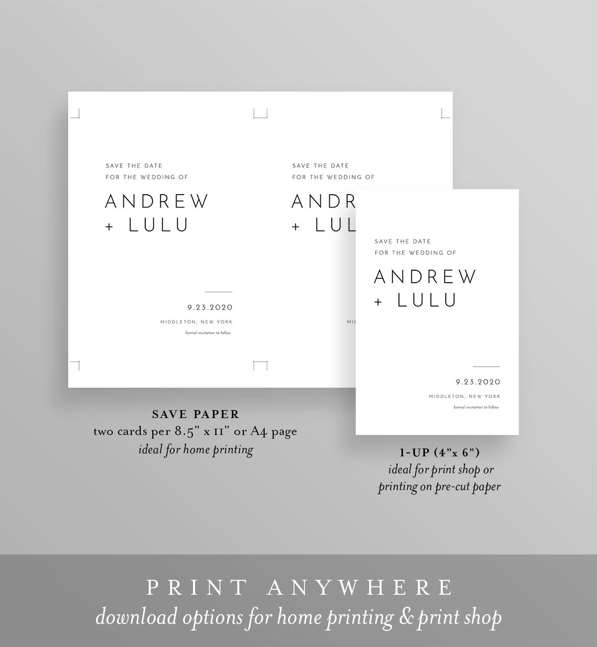 Minimalist Save The Date Template 100 Editable Text Modern Simple
