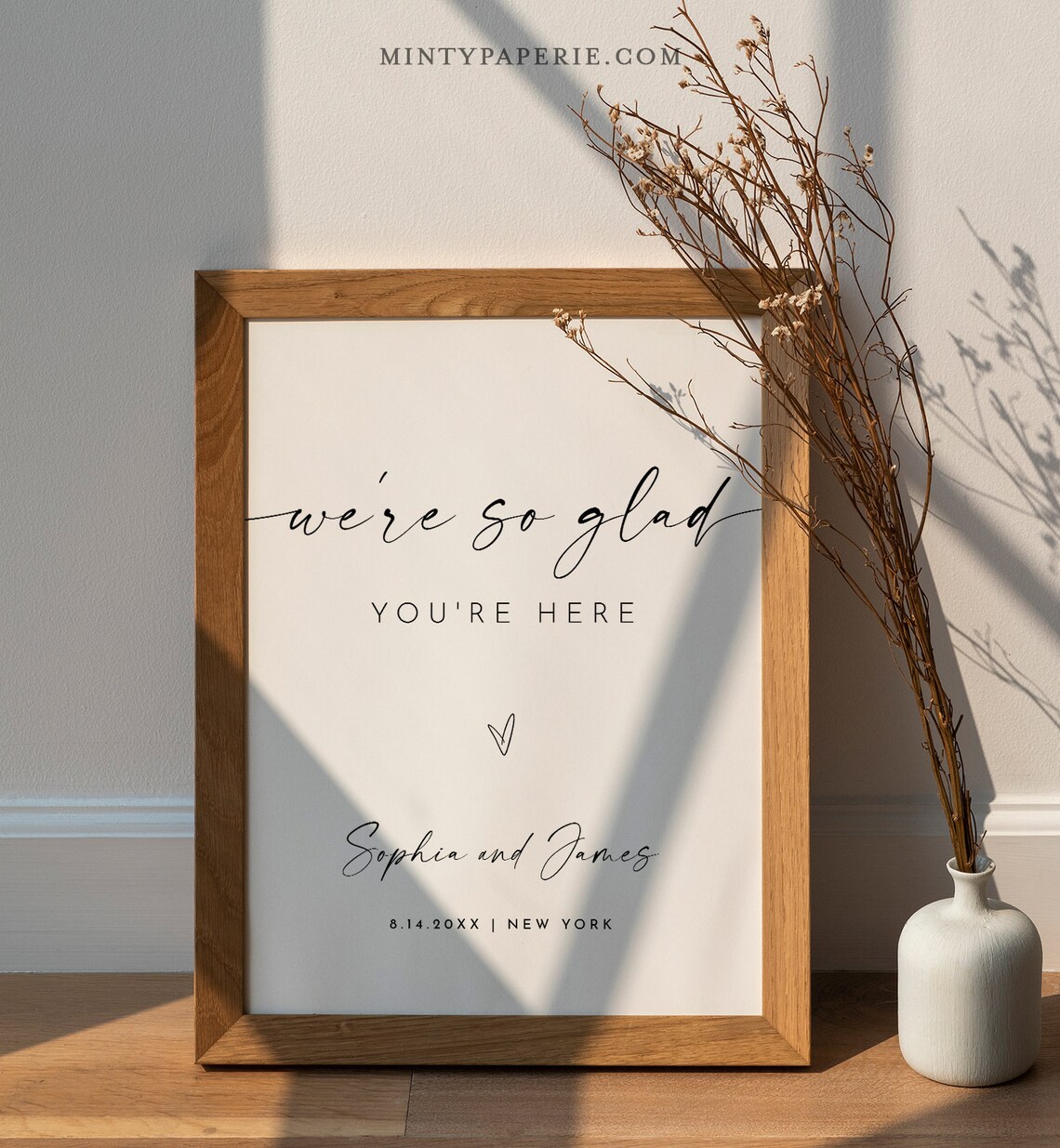 Modern Welcome Sign, We're so Glad You're Here, Minimalist Wedding ...