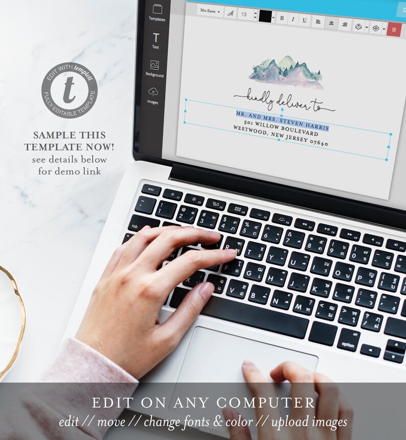 Rustic Mountain Envelope Template DIY Pine Wedding Address - Etsy