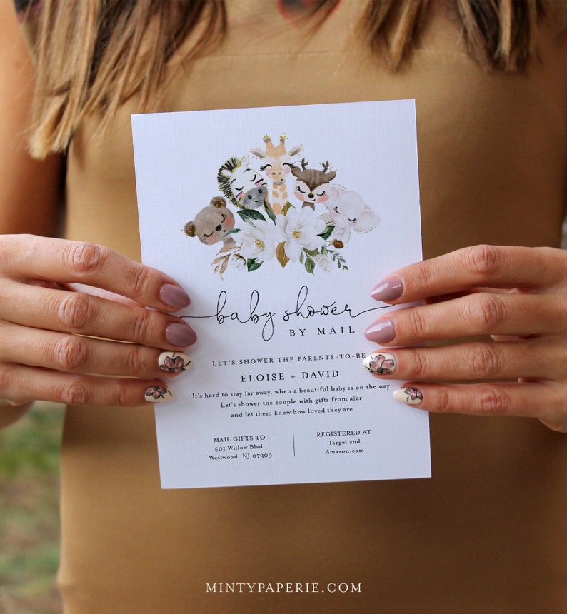 Baby Shower by Mail Template Baby Animals Long Distance - Etsy