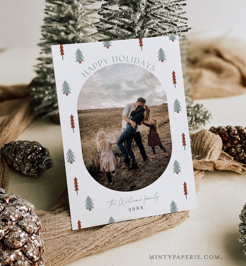 Bohemian Holiday Card Template Hygge Modern Boho Photo - Etsy