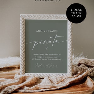 Anniversary Piñata Sign and Advice Card, Wedding Guestbook Alternative ...