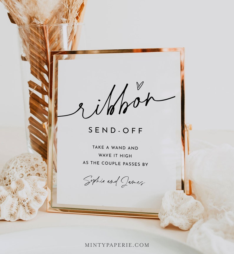 Ribbon Send off Sign Printable Minimalist Wedding Streamer - Etsy