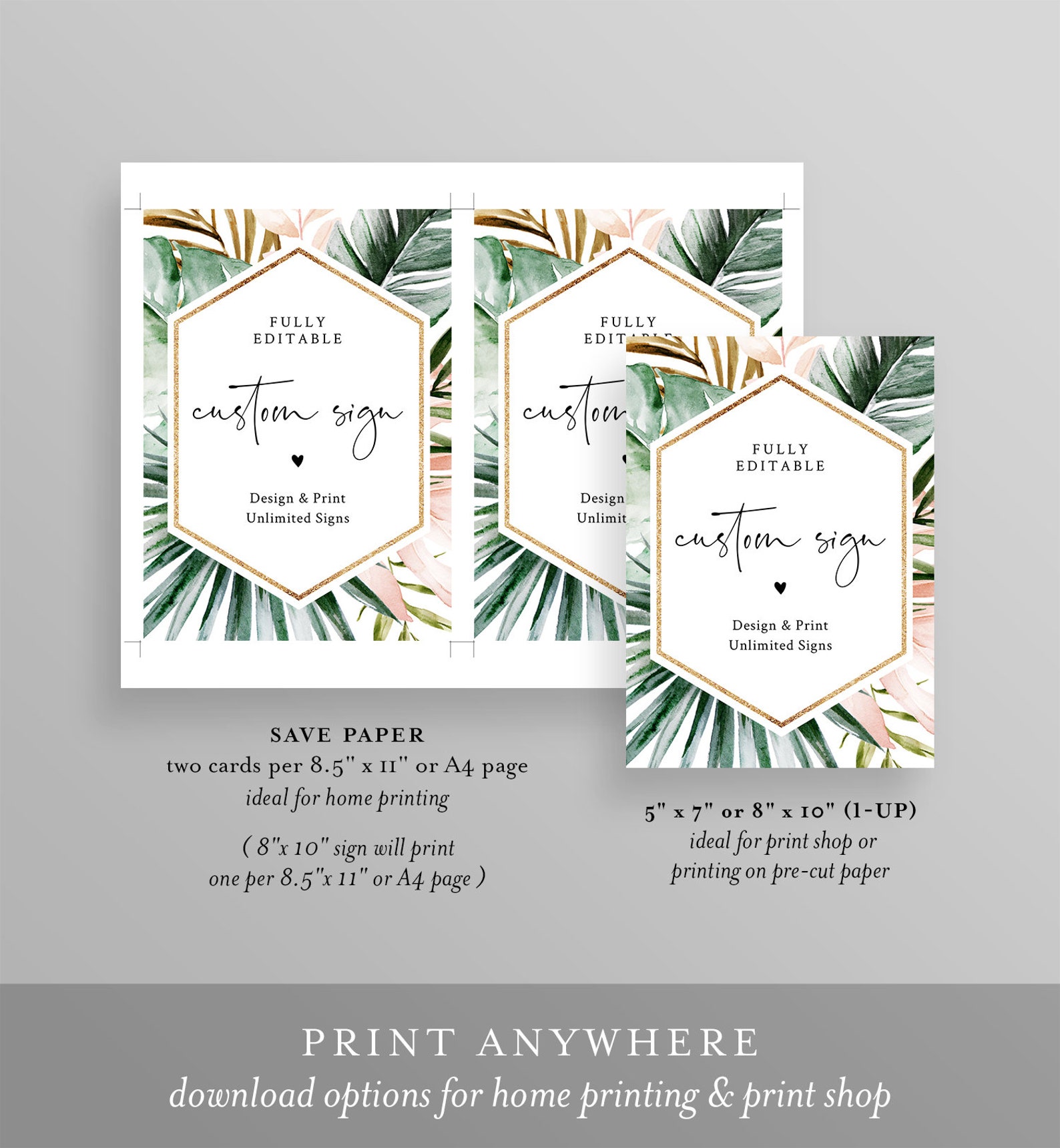 Tropical Custom Sign Template Wedding or Bridal Shower Table - Etsy