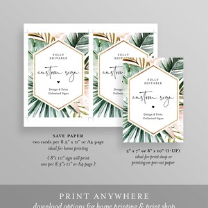 Tropical Custom Sign Template, Wedding or Bridal Shower Table Top Sign ...