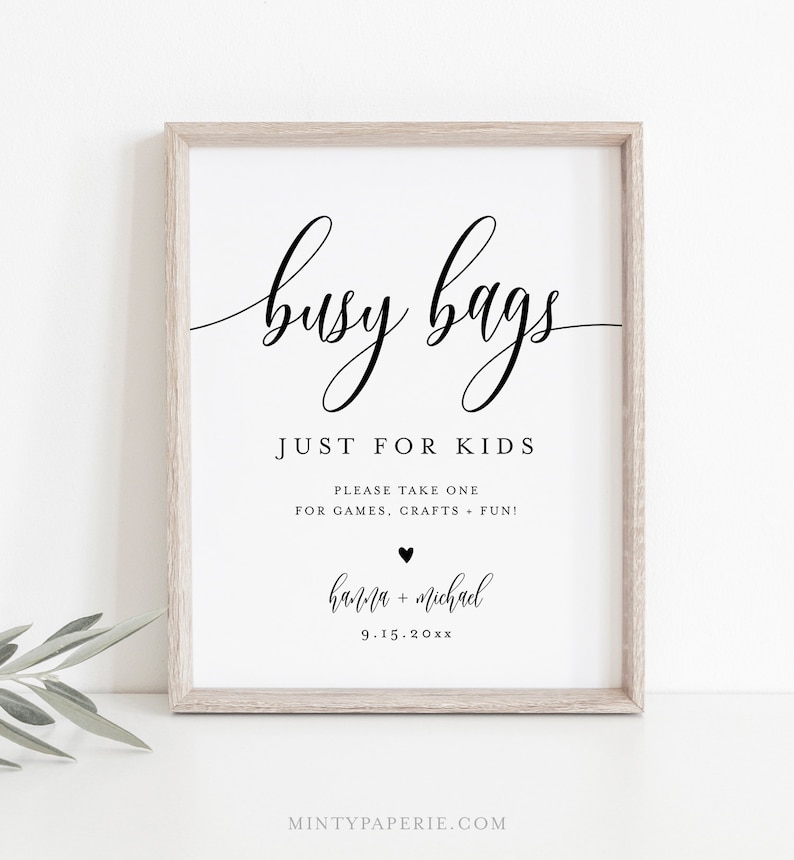 Kids Busy Bag Sign Wedding Kids Arts and Craft Bag Kids - Etsy