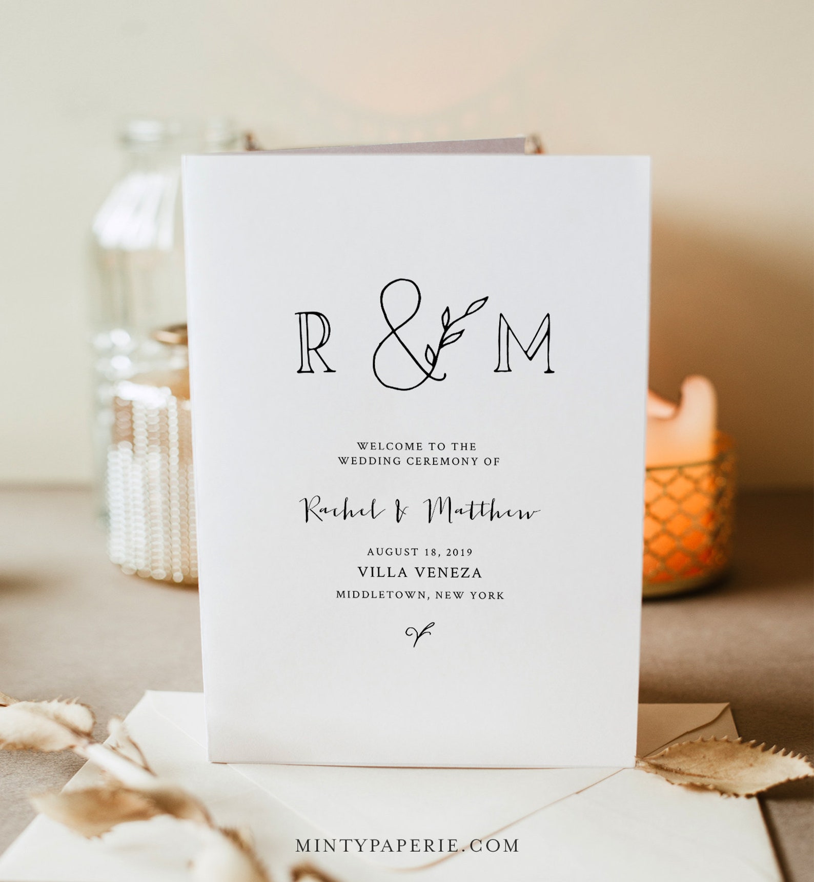 Rustic Wedding Program Template INSTANT DOWNLOAD Order of - Etsy