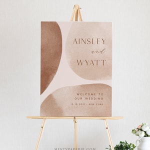 Earthy Welcome Sign, Printable Abstract Art Wedding, Modern Bridal ...