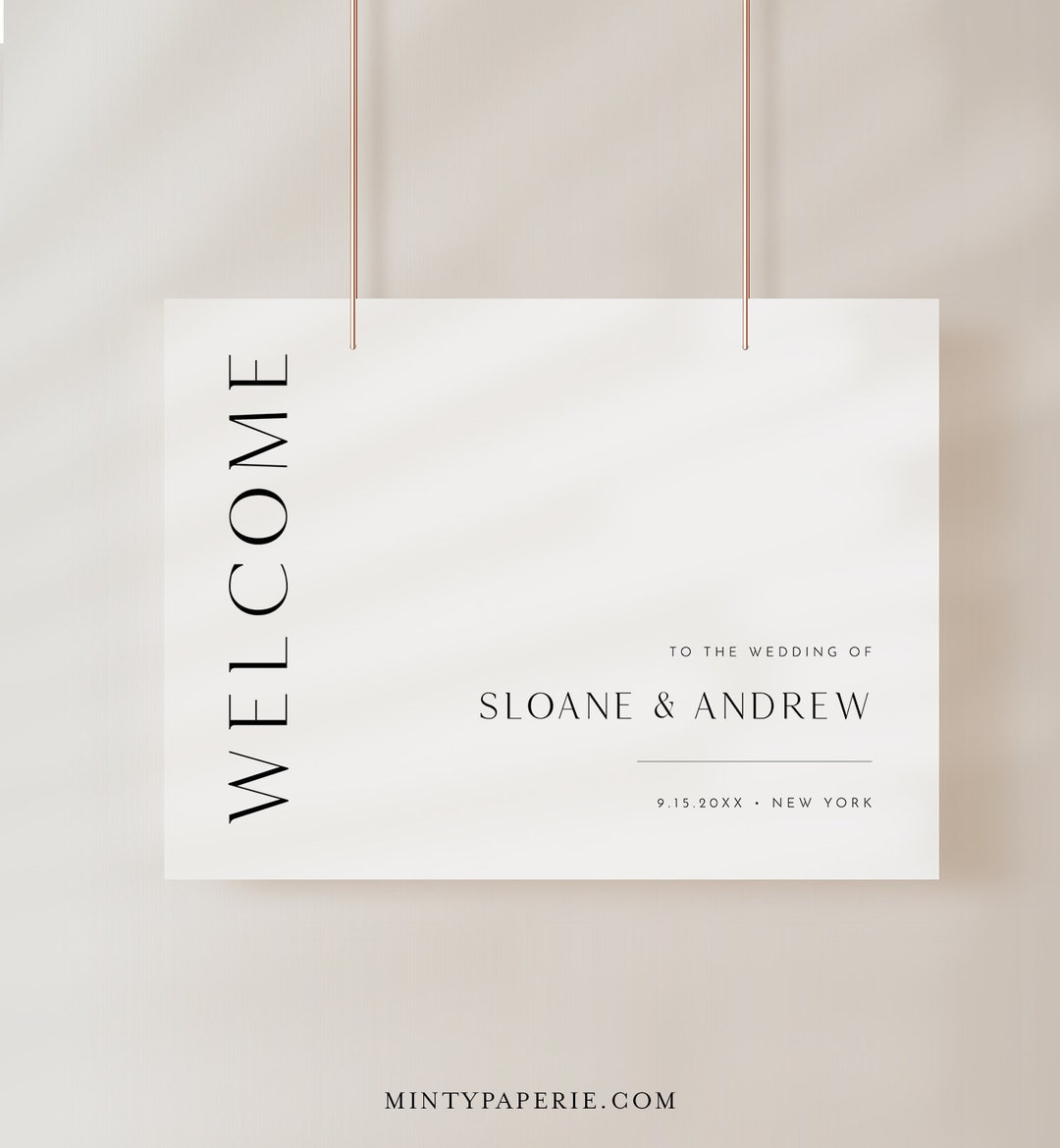 Modern Welcome Sign, Printable Minimalist Wedding or Bridal Shower Sign ...