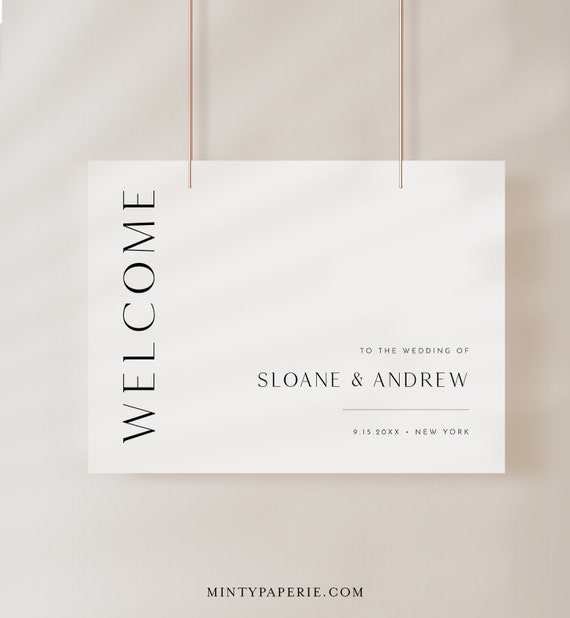 Modern Welcome Sign Printable Minimalist Wedding or Bridal - Etsy