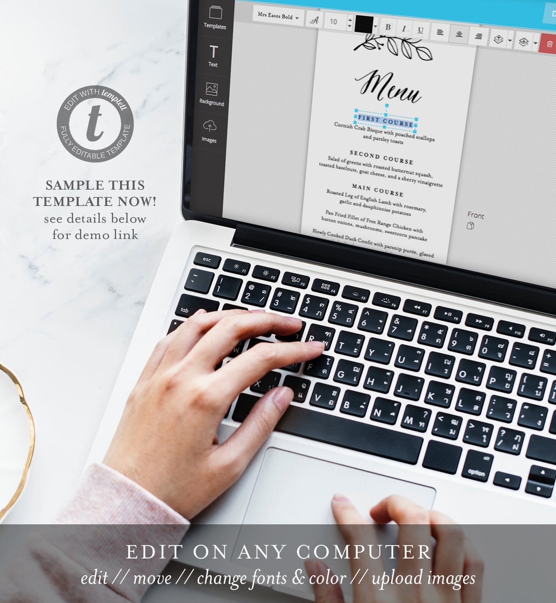 Rustic Laurel Menu Template Printable Minimalist & Simple | Etsy